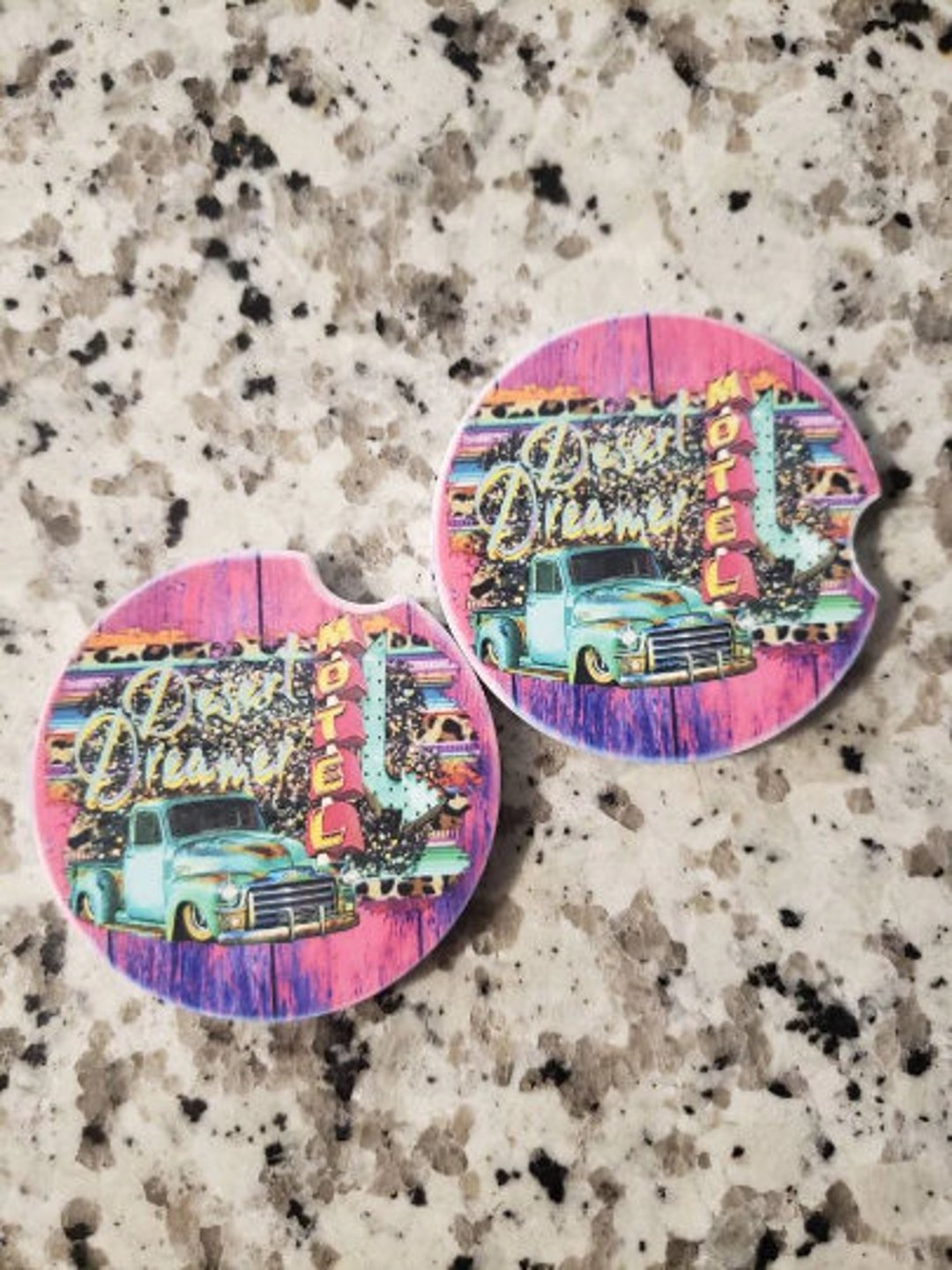 Desert Dreamer Car Coasters set of 2 Rubber or Sandstone Car Coasters ...