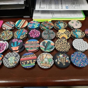 Wooden Texas Bluebonnet Car Coasters set of 2 Rubber or | Etsy