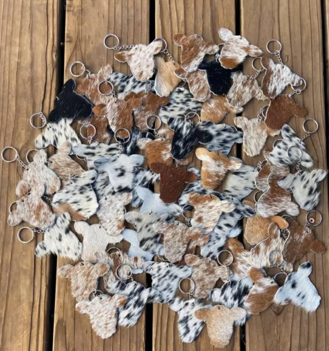 Cowhide Cow Head Keychains - Etsy