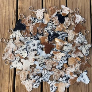 Cowhide Cow Head Keychains - Etsy