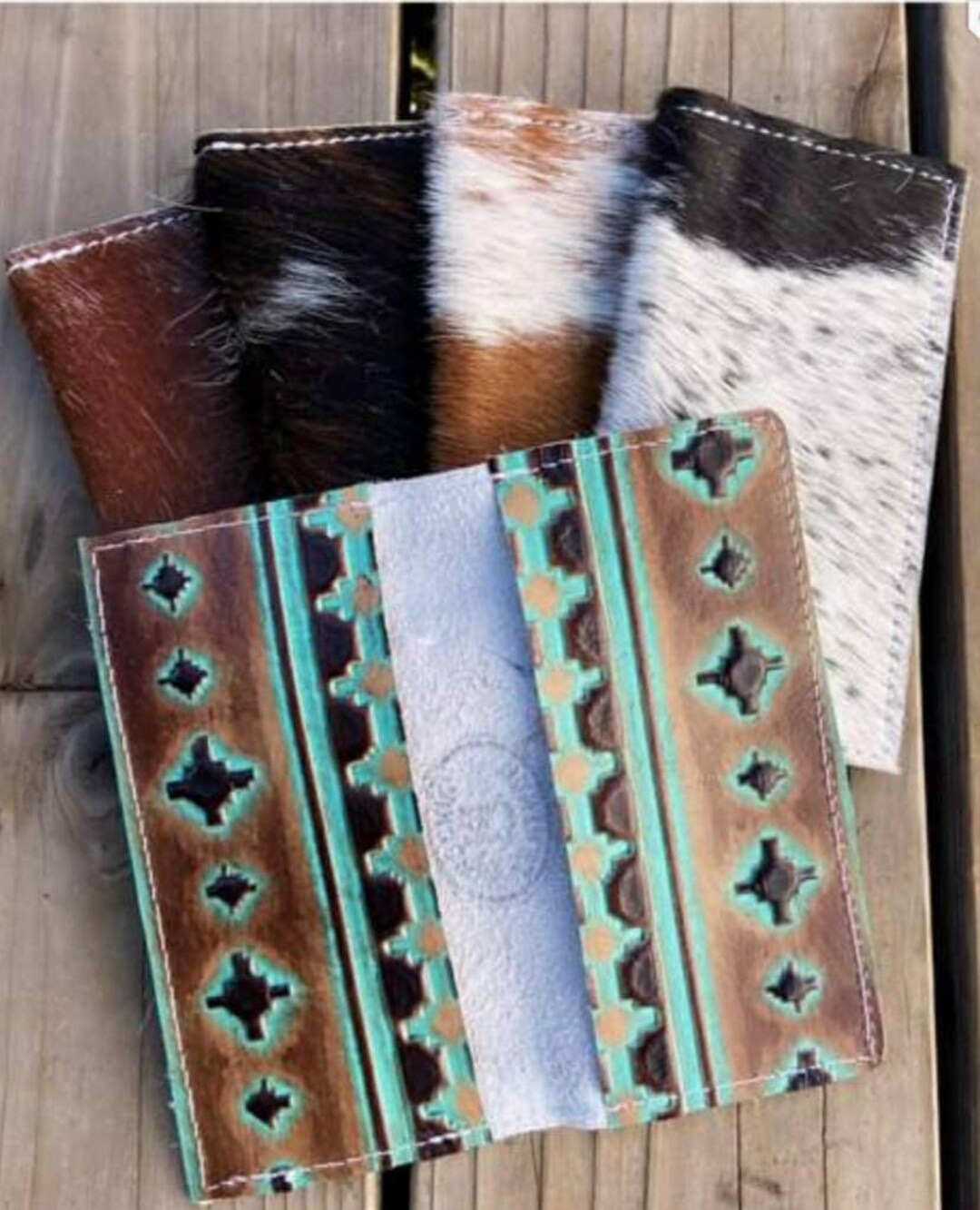 Cowhide Checkbook Cover Real Hair on Hide Wallet Checkbook Cover ...