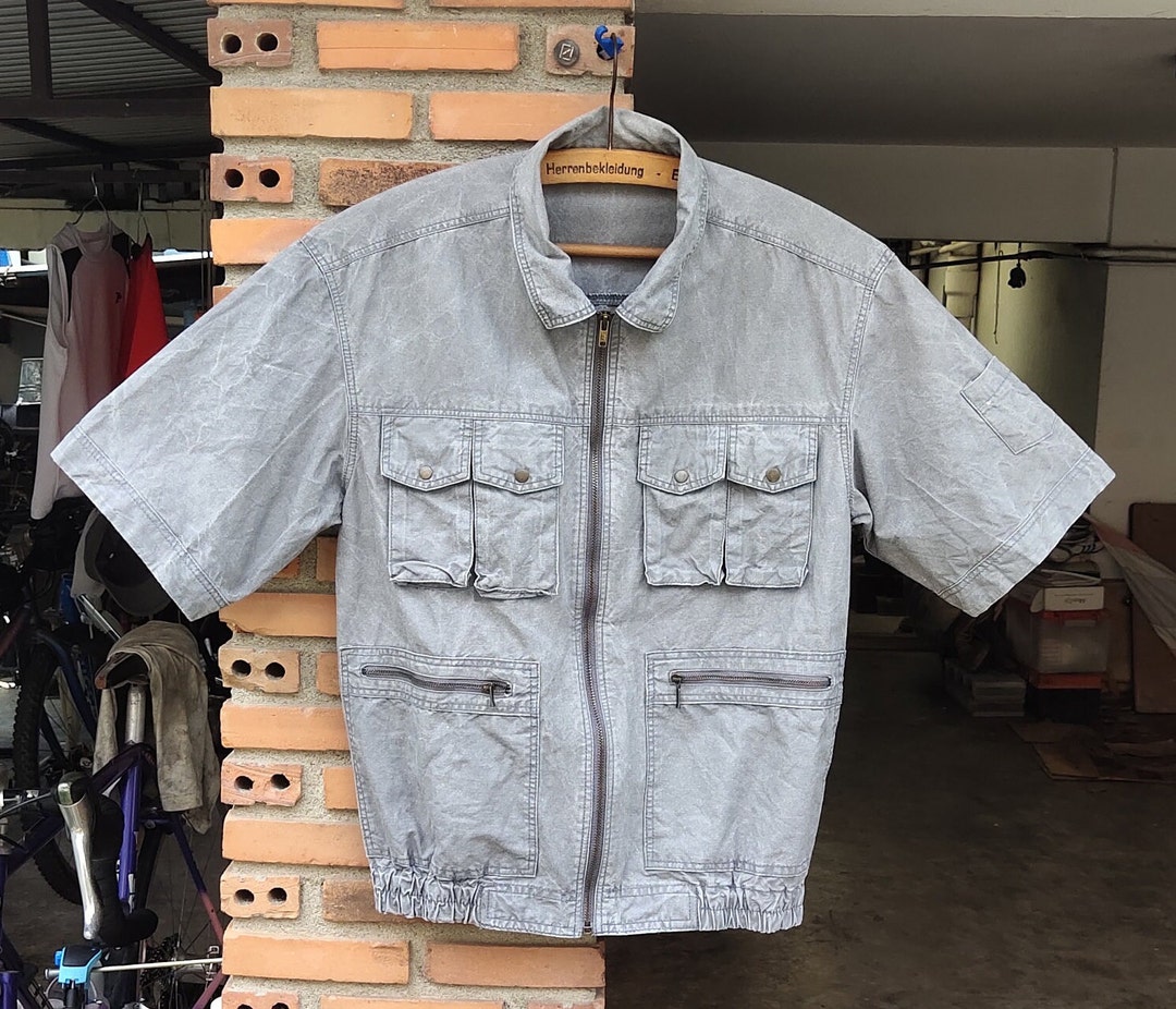 Japan Gray Utility Short Sleeve Full Zip Jacket - Etsy