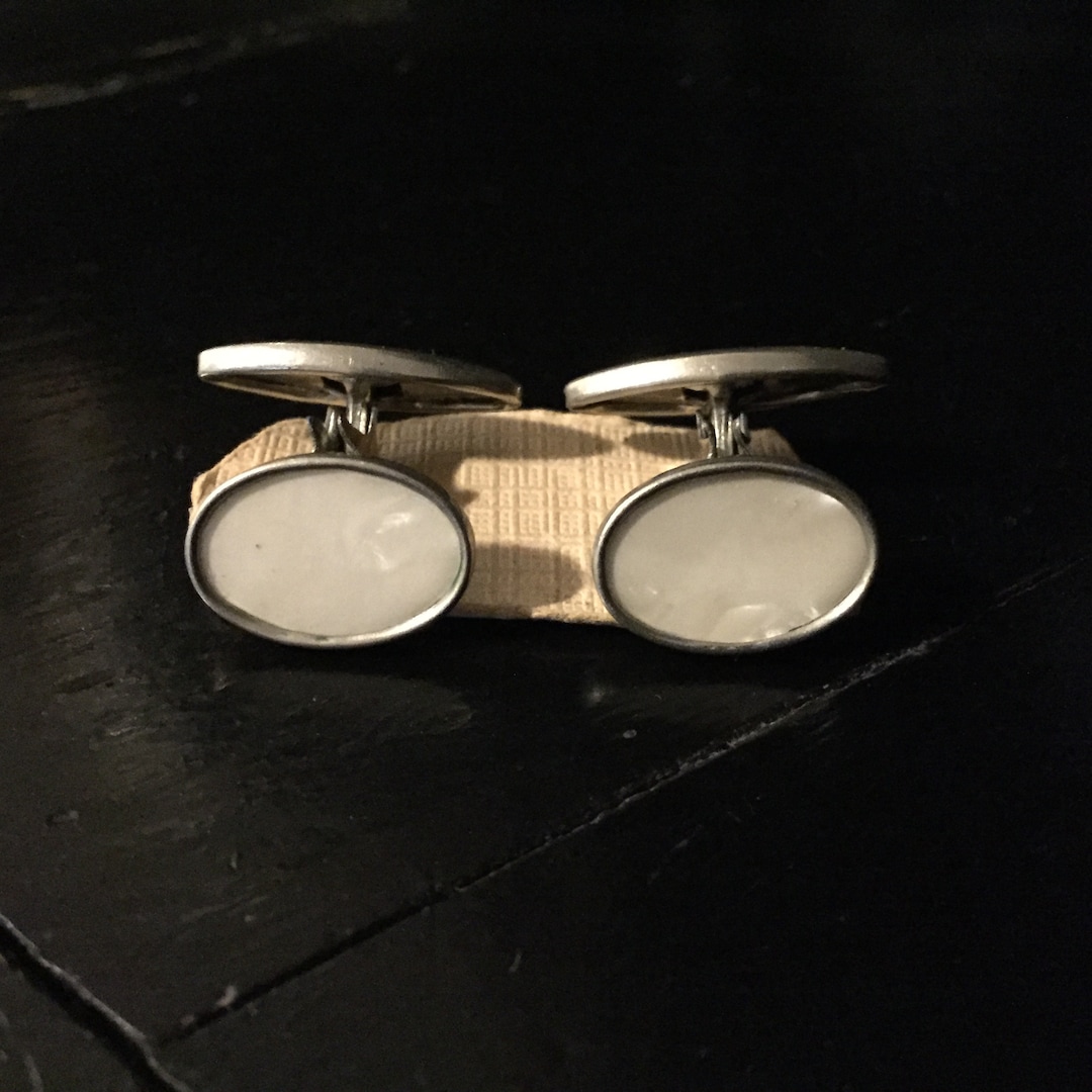 Vintage Platinus Mother of Pearl Cufflinks - Etsy