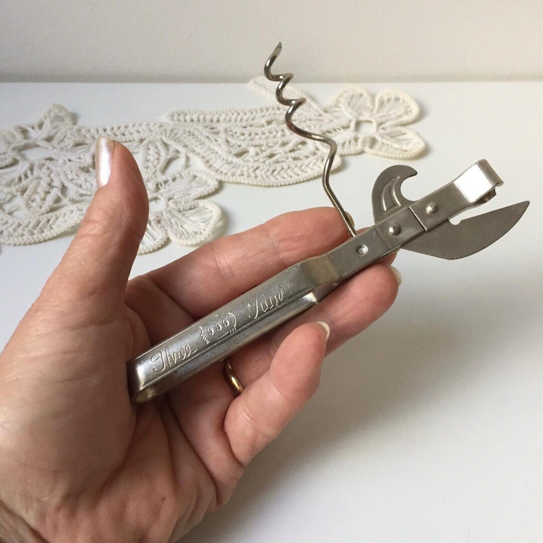Vintage 555 Three Five Metal Manual Can Bottle Opener & Corkscrew Made ...