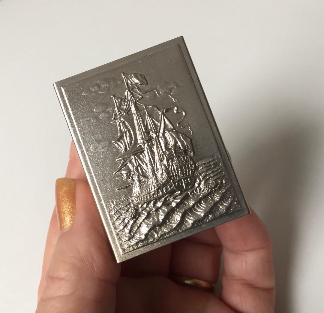 Vintage Silver Tone Metal Match Box Cover Holder Sailing Ship Carved - Etsy