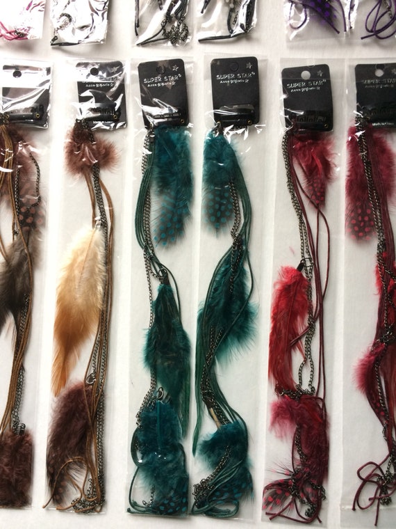 Feather craft lot 12 pcs 14 inch long feather chain braided | Etsy