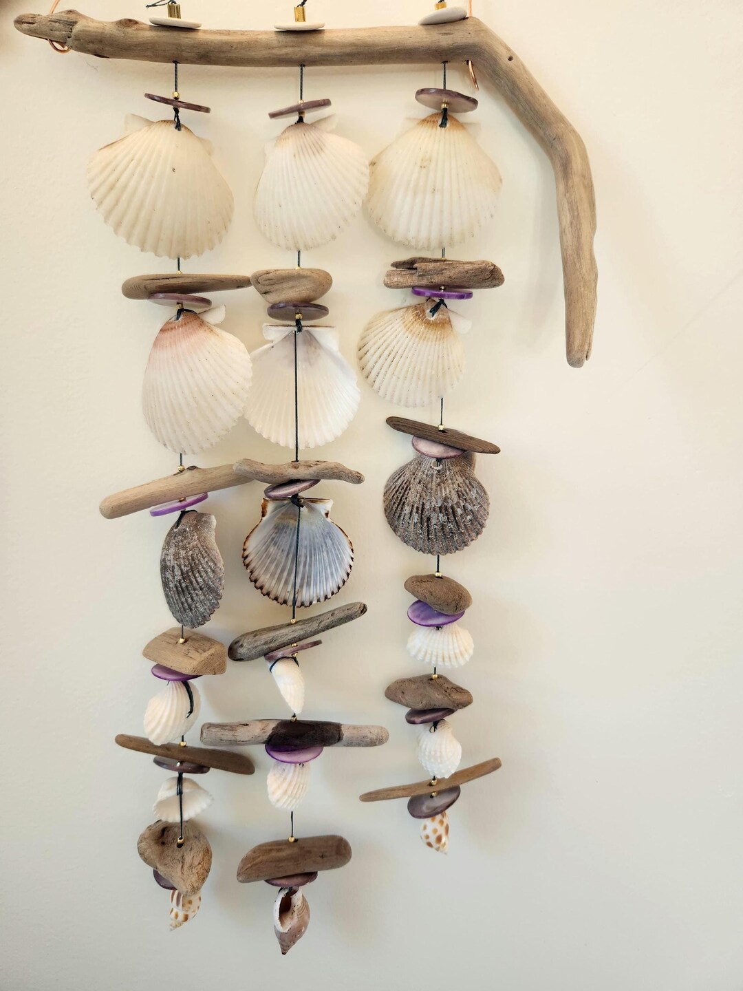Driftwood Seashells Hanging Wind Chime With Glass Beads for Home Décor ...