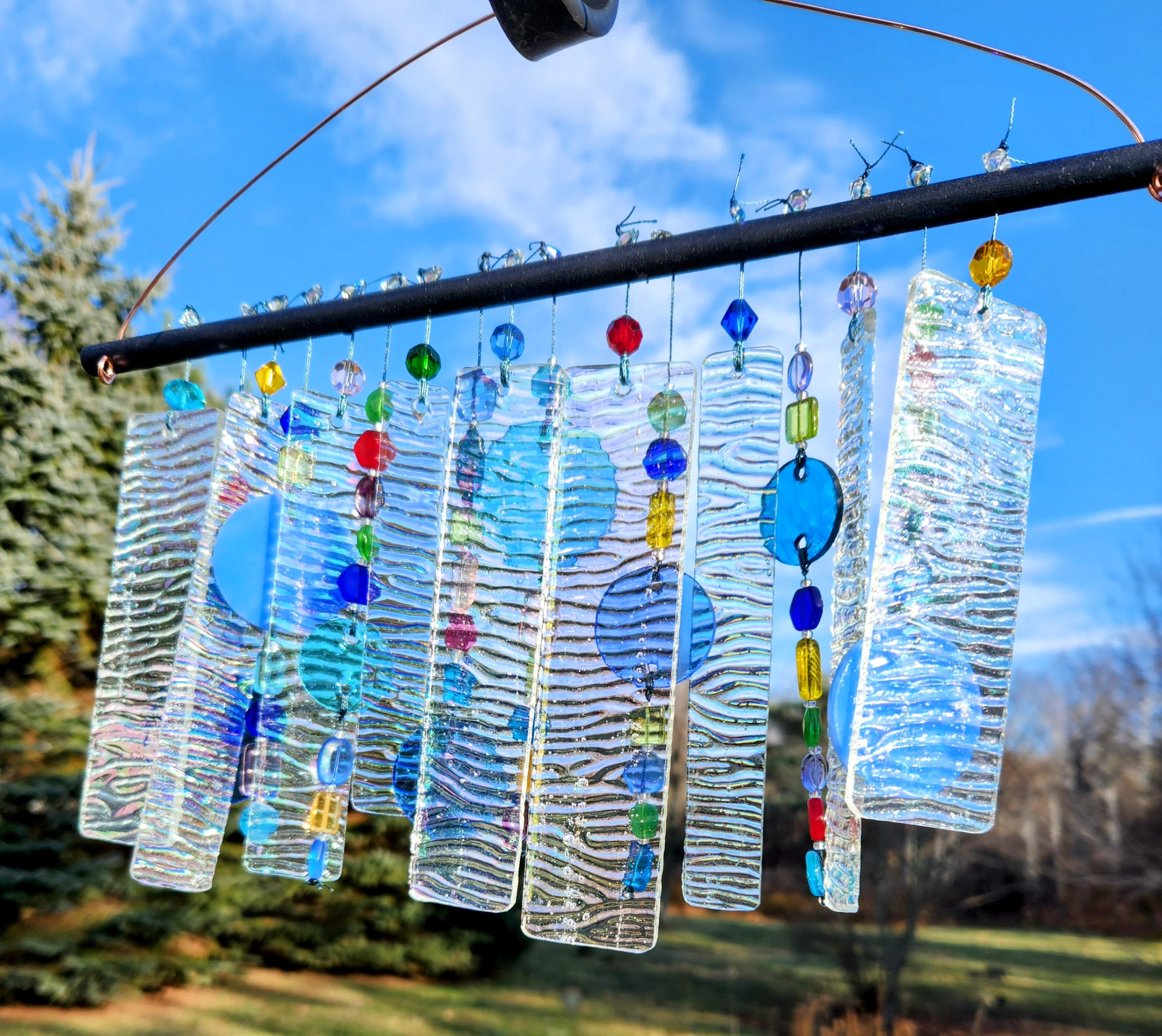 Colorful Stained Glass Chime With Colorful Glass Beads to - Etsy