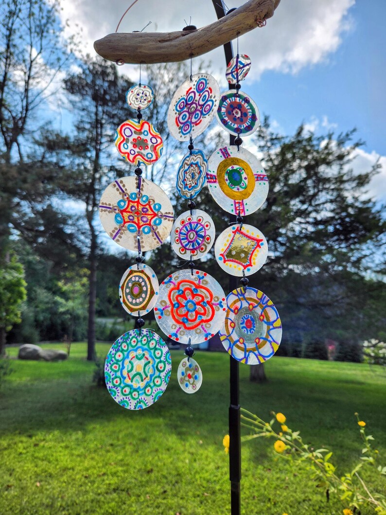 Boho Capiz Shells Windchime With Designs Painted On. Delightful ...