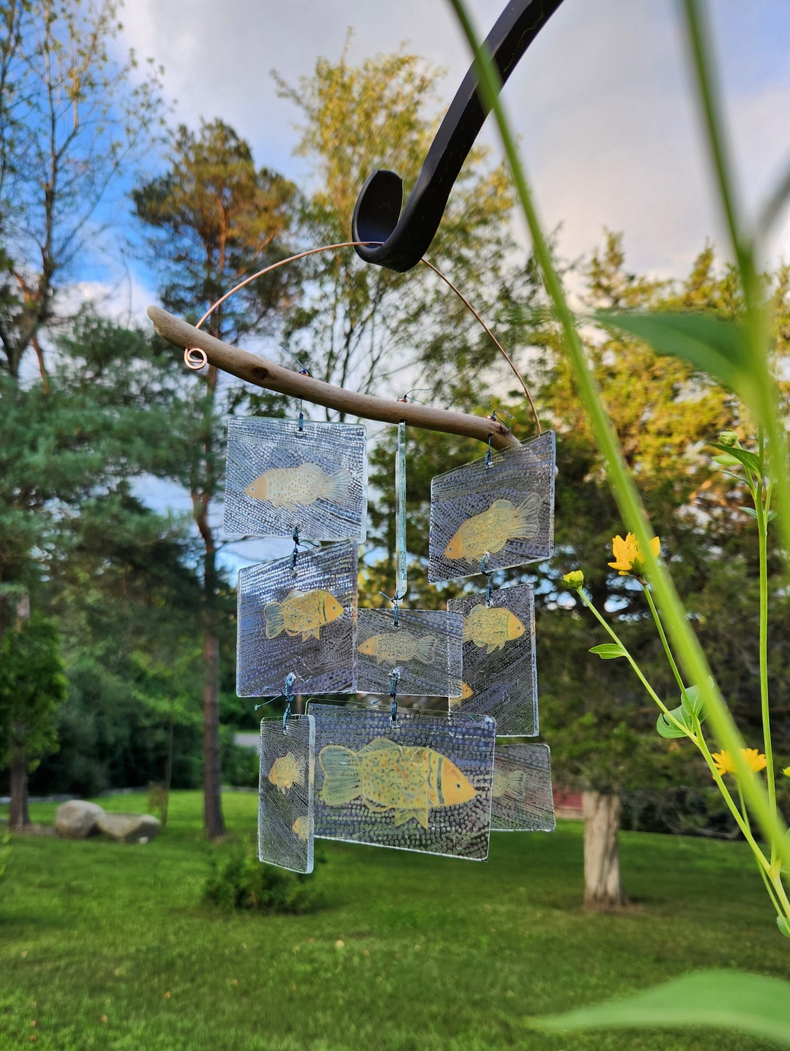 Wind Chime of Art Glass Swimming Fish - Etsy
