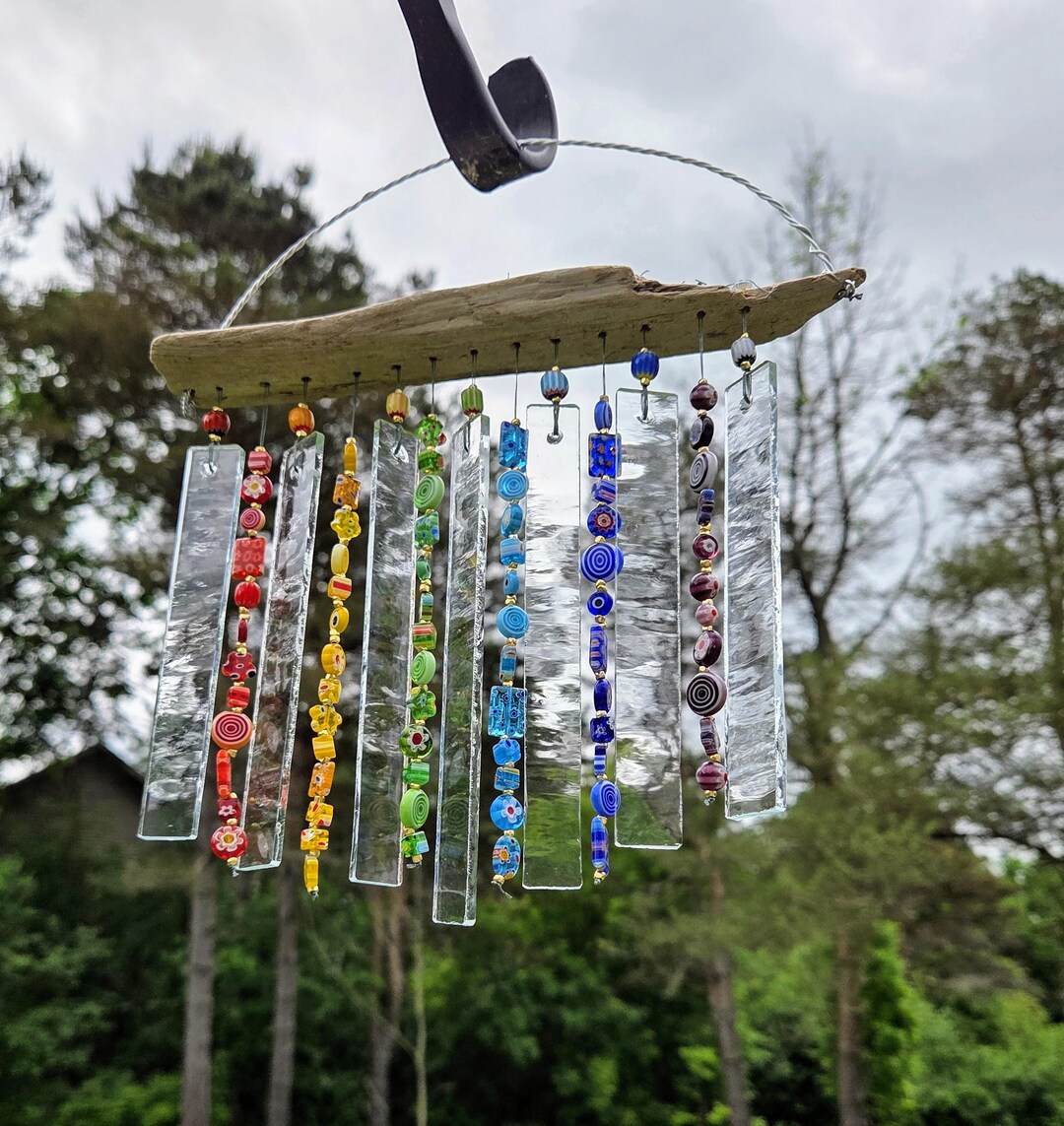 A Chakra/rainbow Boho Glass Art Wind Chime With Millefiori Beads and ...
