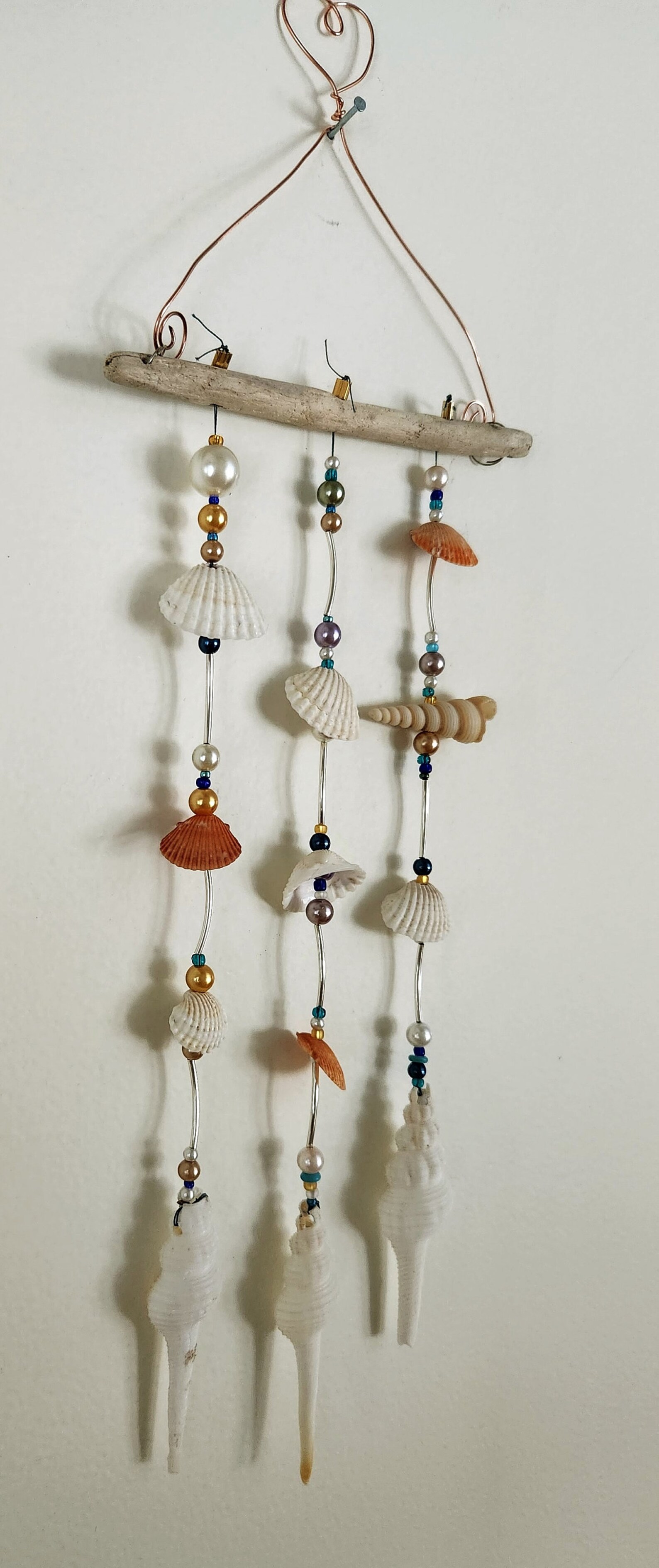 Driftwood Seashells Hanging Wind Chime With Glass Beads for Home Décor ...