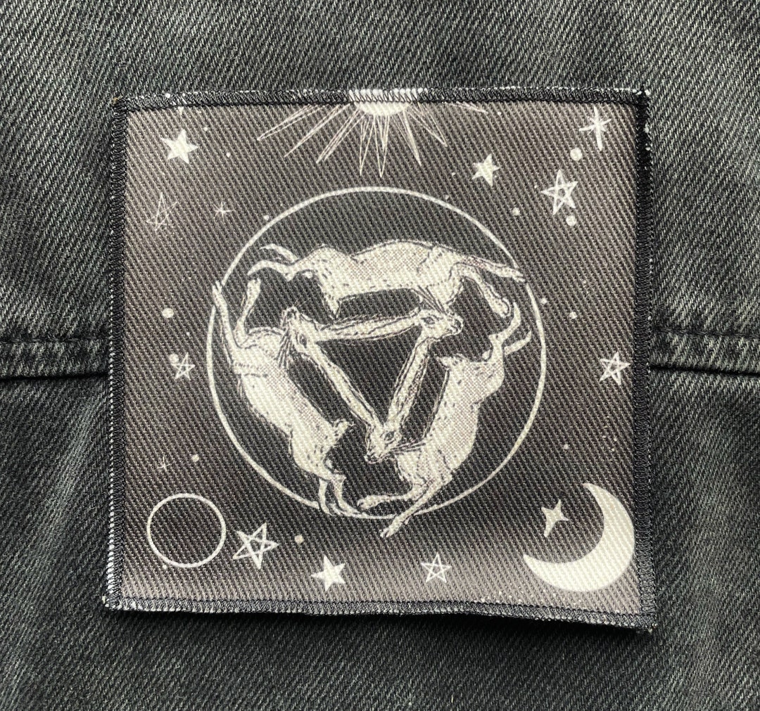 Triple Hares Motif 10x10cm Denim Patch - Etsy