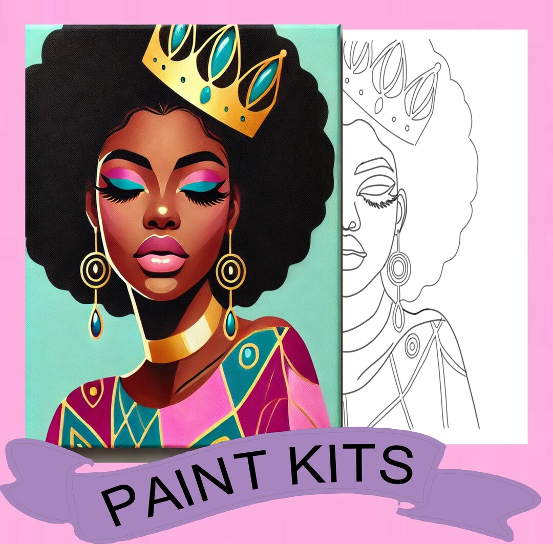 Pre-drawn Canvas Kit: DIY Paint Party Art Toolkit for Kids & Adults - Birthday, Girls Night, Fun ...