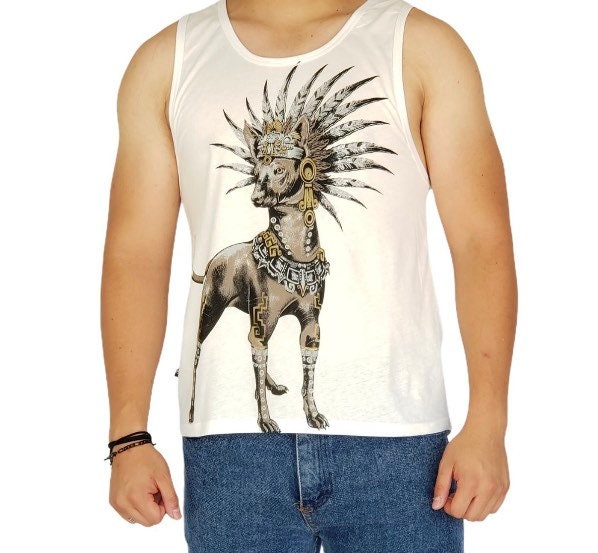 Psychedelic Tank top Xoloitzcuintli Dog Skull Aztec Sleevless | Etsy
