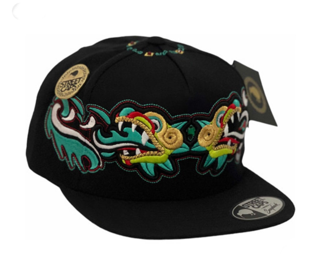 Psychedelic Quetzalcoatl Black Snap Back Embroidered Cap Hat Trippy ...