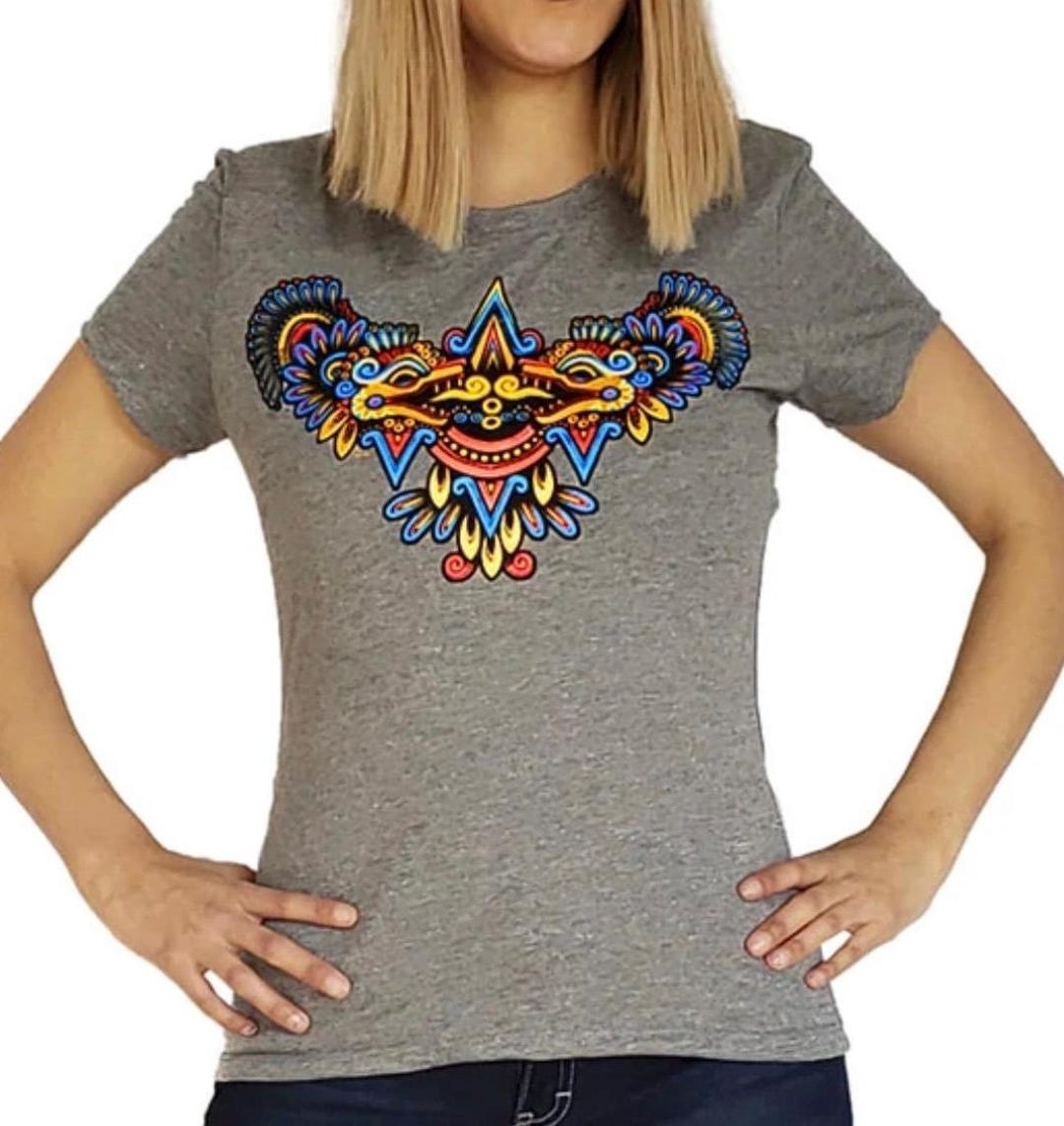 Psychedelic T Shirt Quetzalcoatl Plumed Serpent Ztec God Neo Tribal ...