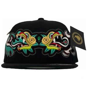 Psychedelic Quetzalcoatl Black Snap Back Embroidered Cap Hat Trippy ...