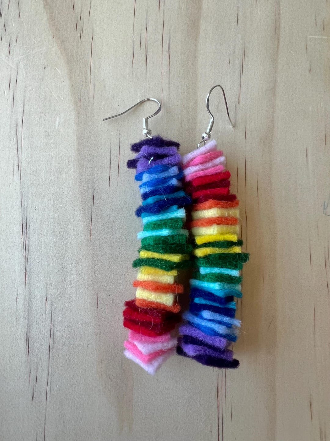 Tall Stacked Colorful Earrings! Hand-sewn, Lightweight Felt - Etsy