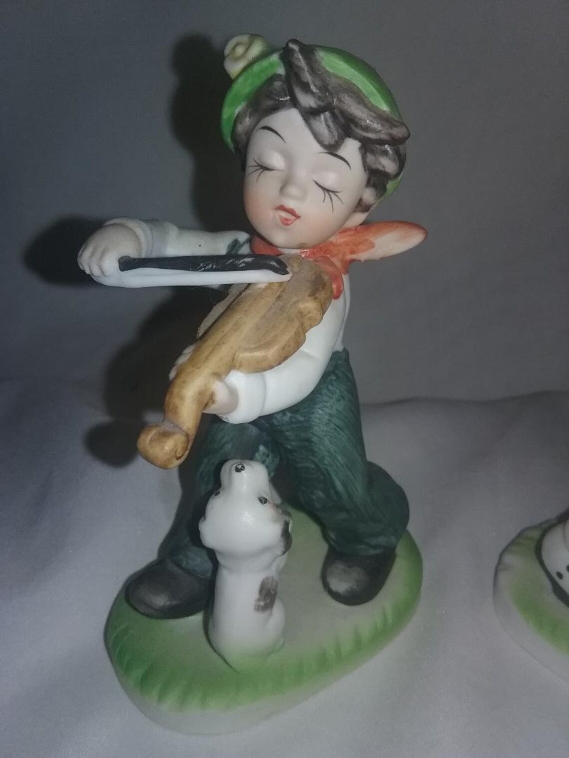 Vintage Set of a Ceramic Boy and a Girl Playing Music With a | Etsy