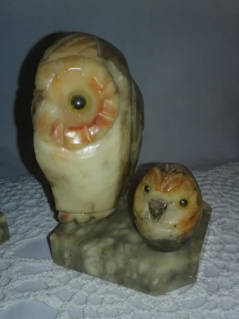 Rare Vintage Genuine Alabaster Hand Carved Owl Made in Italy | Etsy