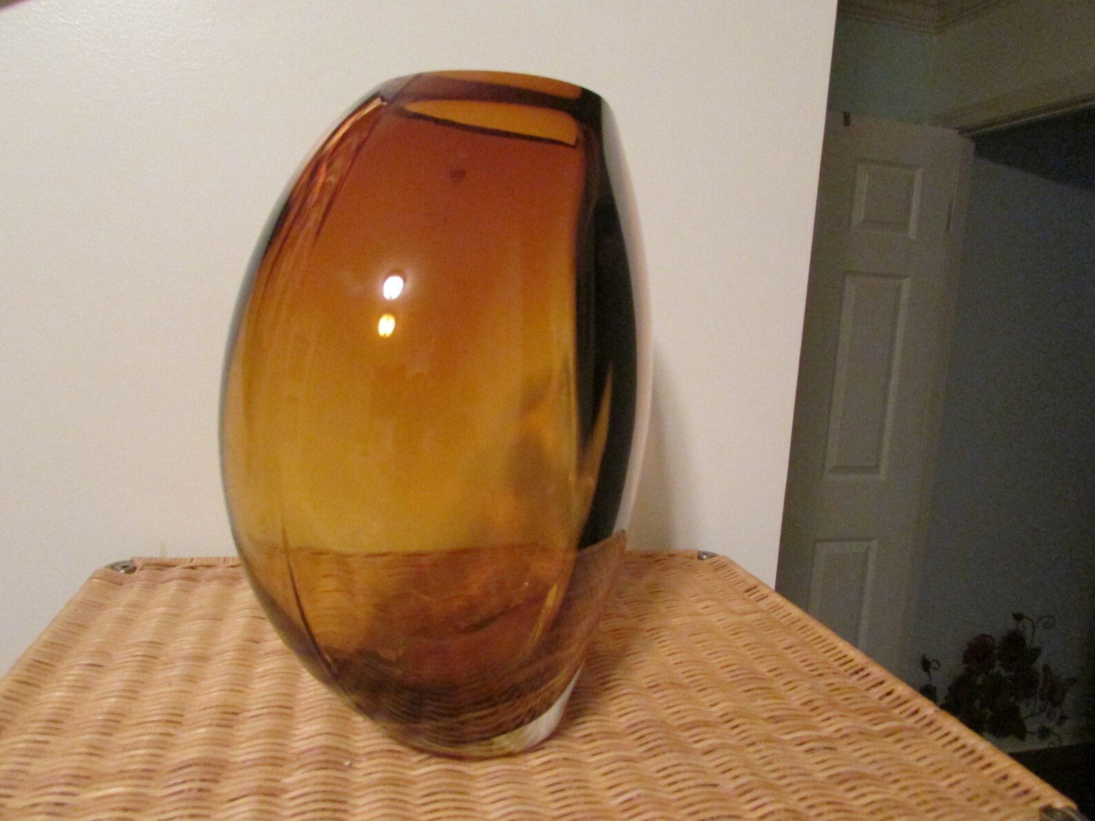 Large Krosno Poland Round Teardrop Thick Art Glass Amber Vase - Etsy