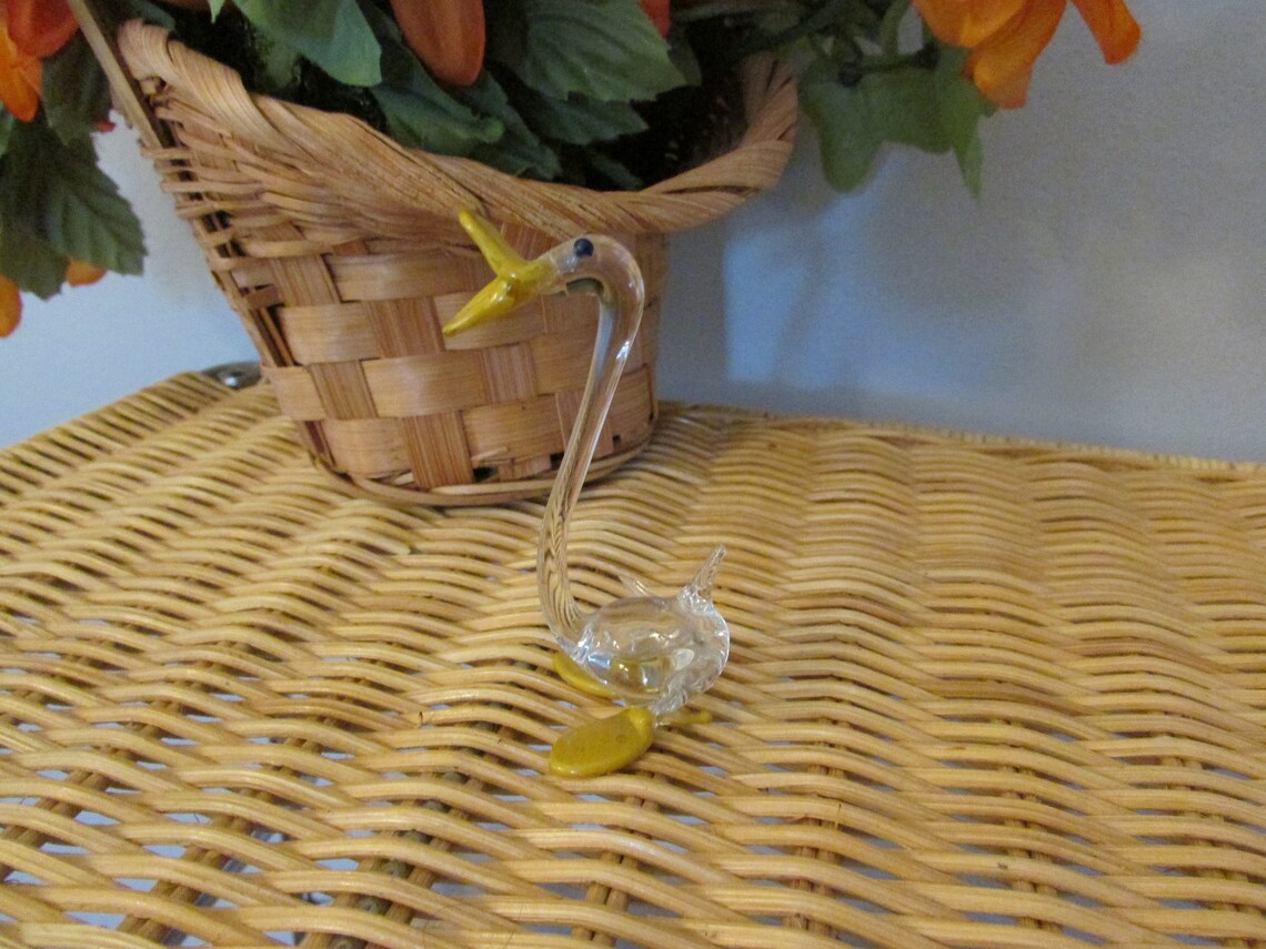 Vintage Hand Blown Glass Duck With Yellow Beak and Feetglass - Etsy