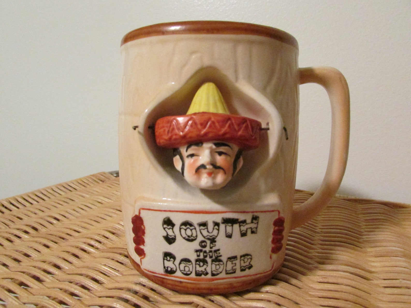 Vintage South of the Border Souvenir Mug Movable Head Face Sombrero - Etsy