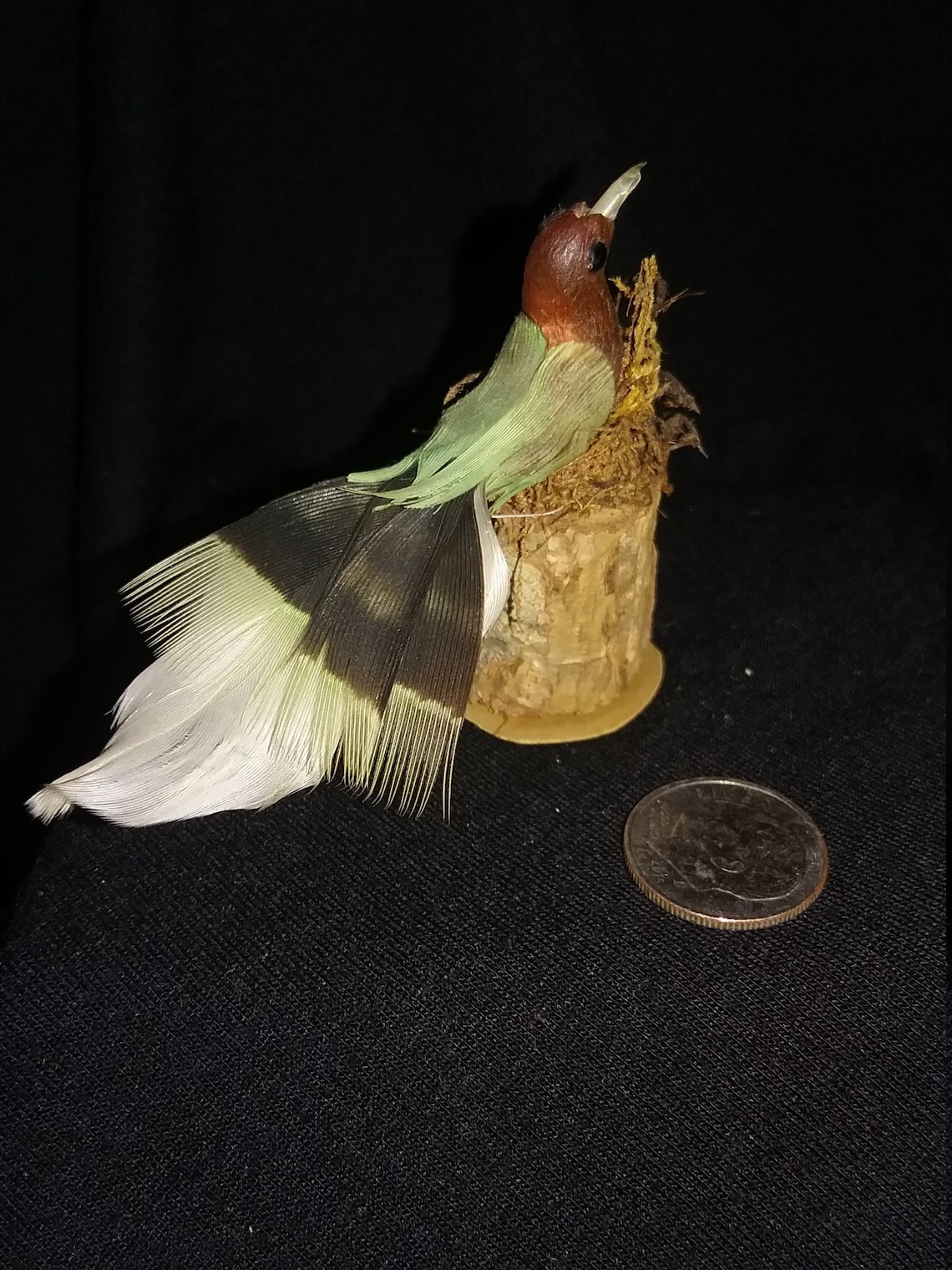 Handmade Bird in a Nest on a Log Bird Figurine On a log | Etsy