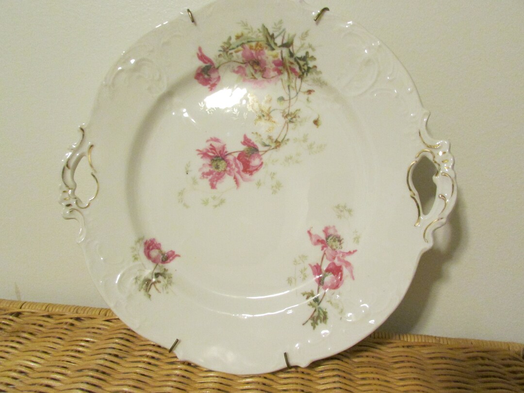 Antique Berlin KPM Pink Hand Painted Floral Plate Back Stamp Used ...