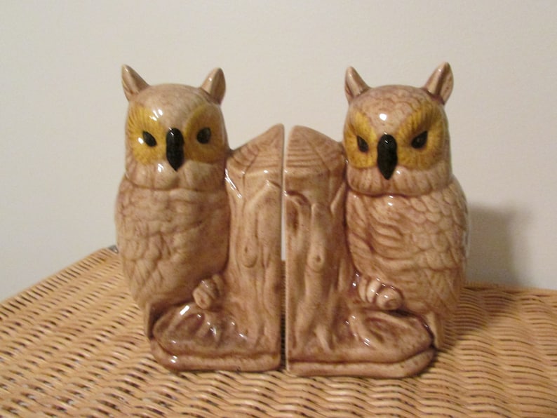 Vintage Ceramic Owl Bookends - Etsy