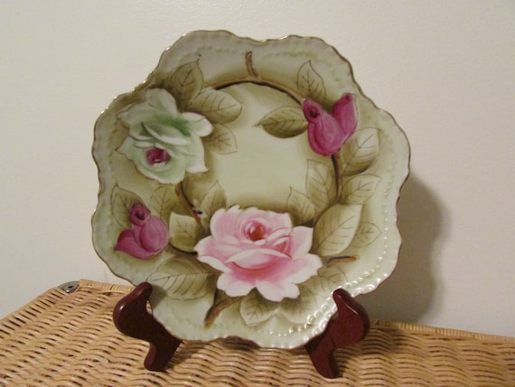 Vintage Lefton China Royal S. Patoff Green and Pink Rose - Etsy