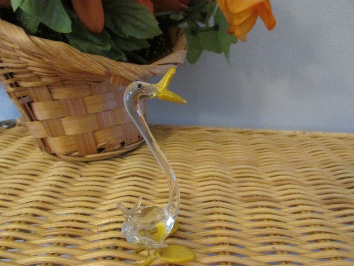 Vintage Hand Blown Glass Duck With Yellow Beak and Feetglass - Etsy