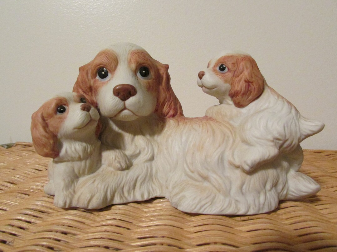 Vintage Porcelain Cocker Spaniel Family Sculpture/figurine Homco 1434 ...