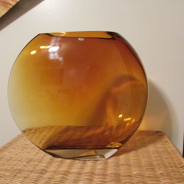 Large Glass Vase Amber - Etsy