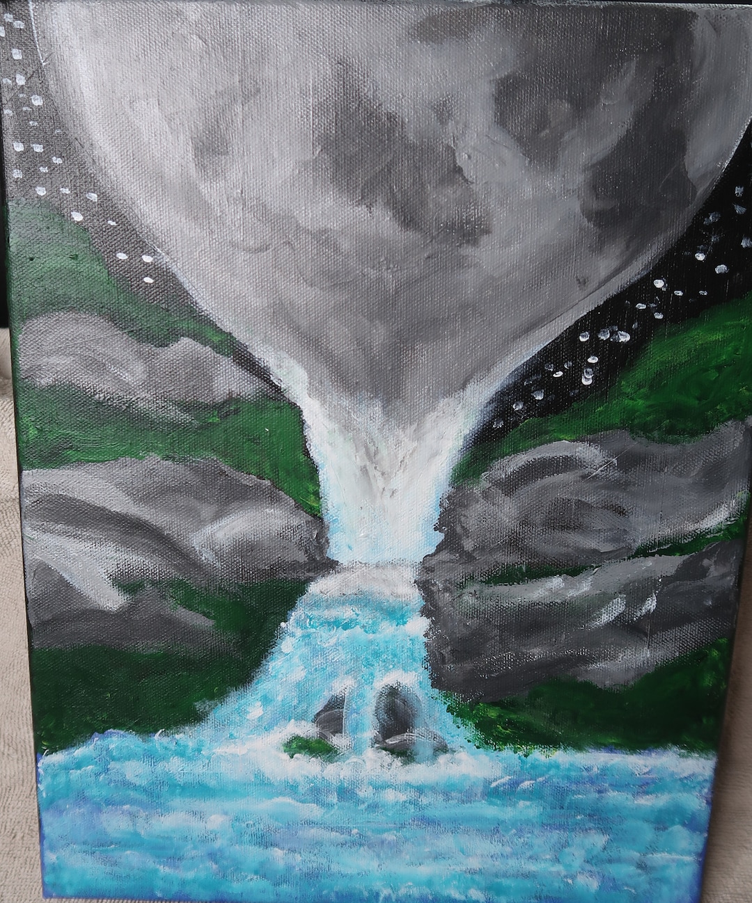 Moon Over a Waterfall - Etsy