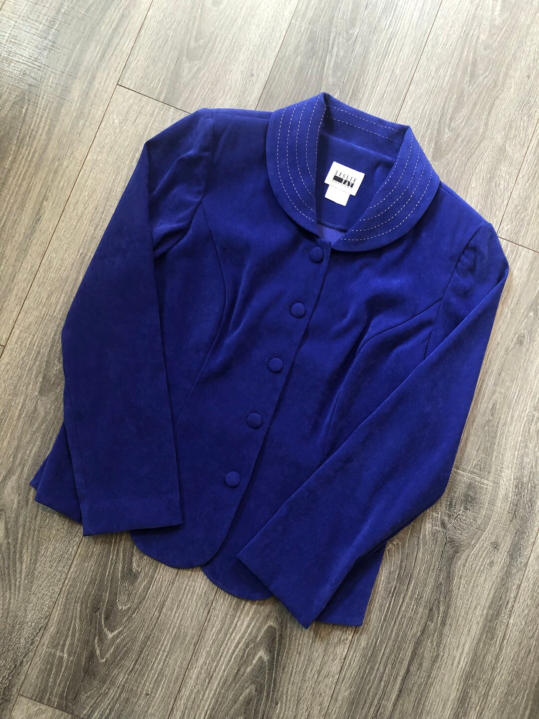 Blue Vintage Button up Light Weight Jacket, Vintage Cobalt Blue Button ...