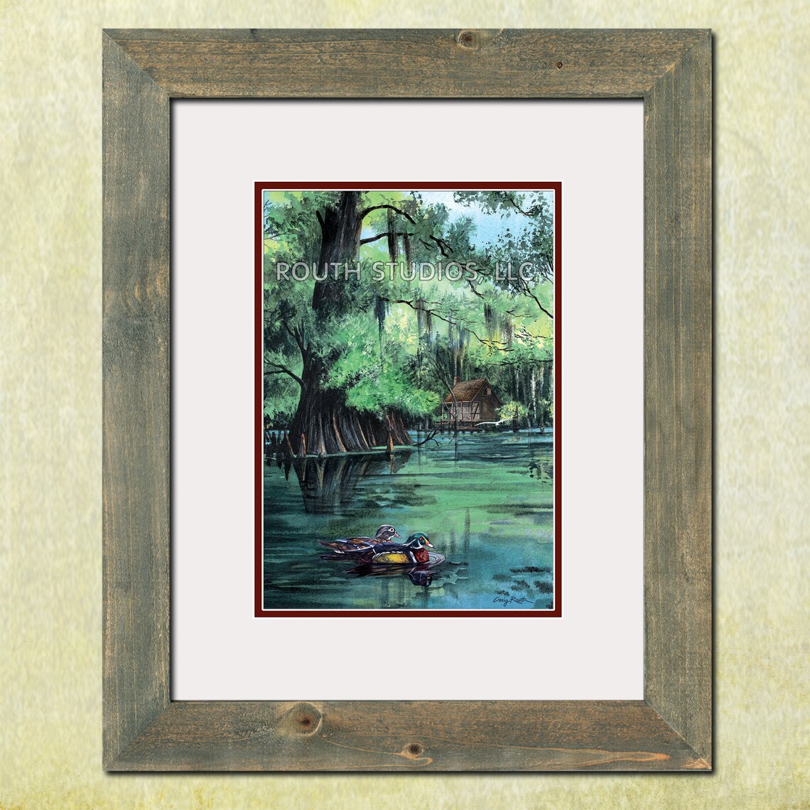 Louisiana Art Print swamp scene Wood Ducks at Alligator | Etsy