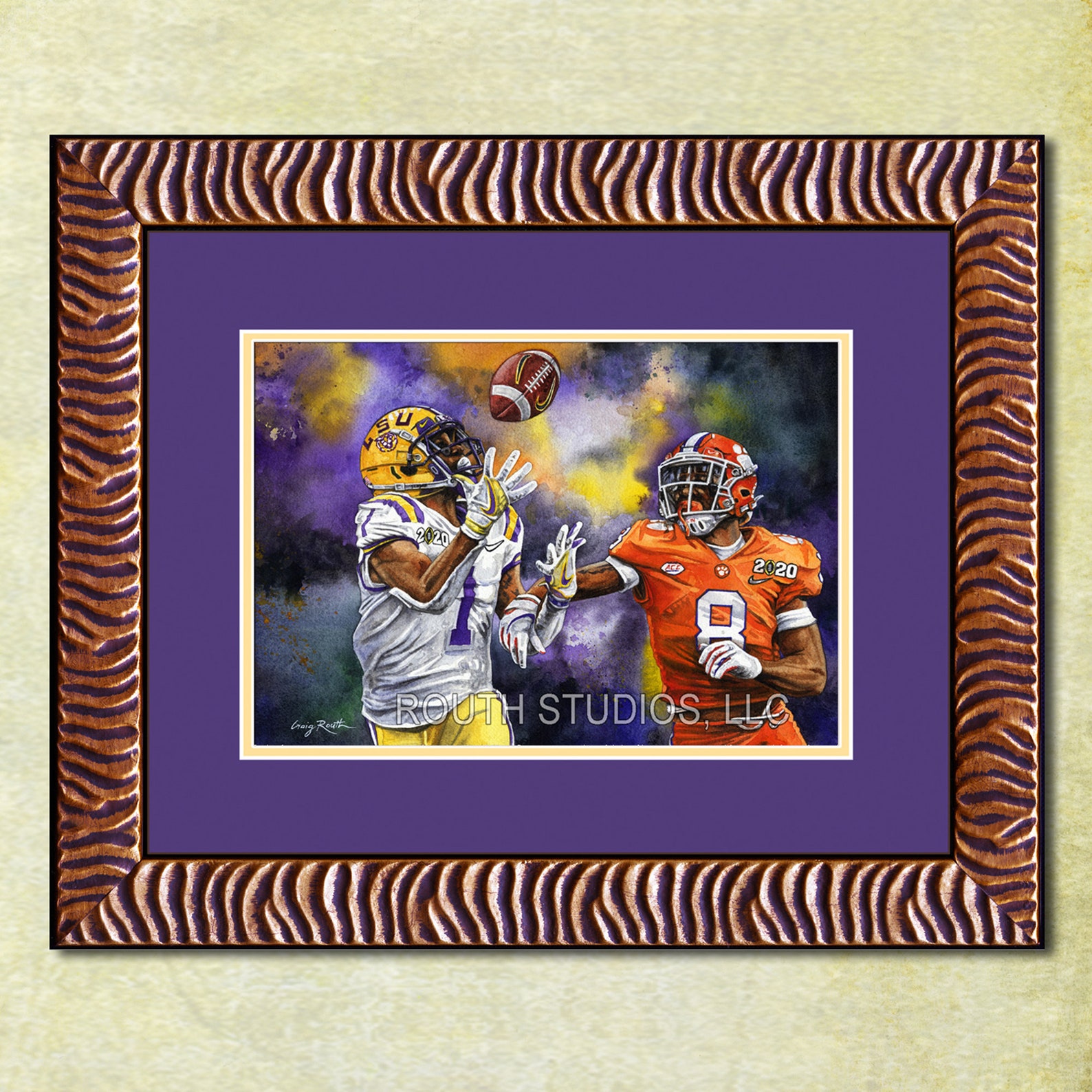 LSU Art Print Jamarr Chase Football Art by Craig Routh | Etsy
