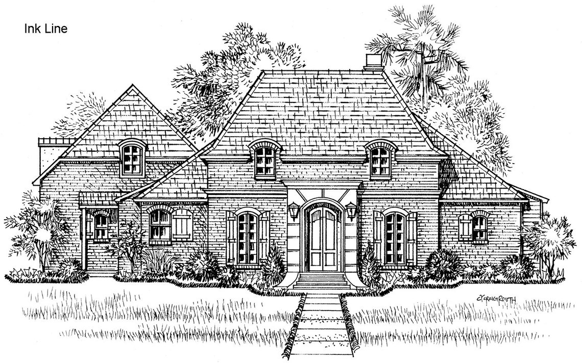 Custom Home Portrait - Architectural Rendering Style - Etsy