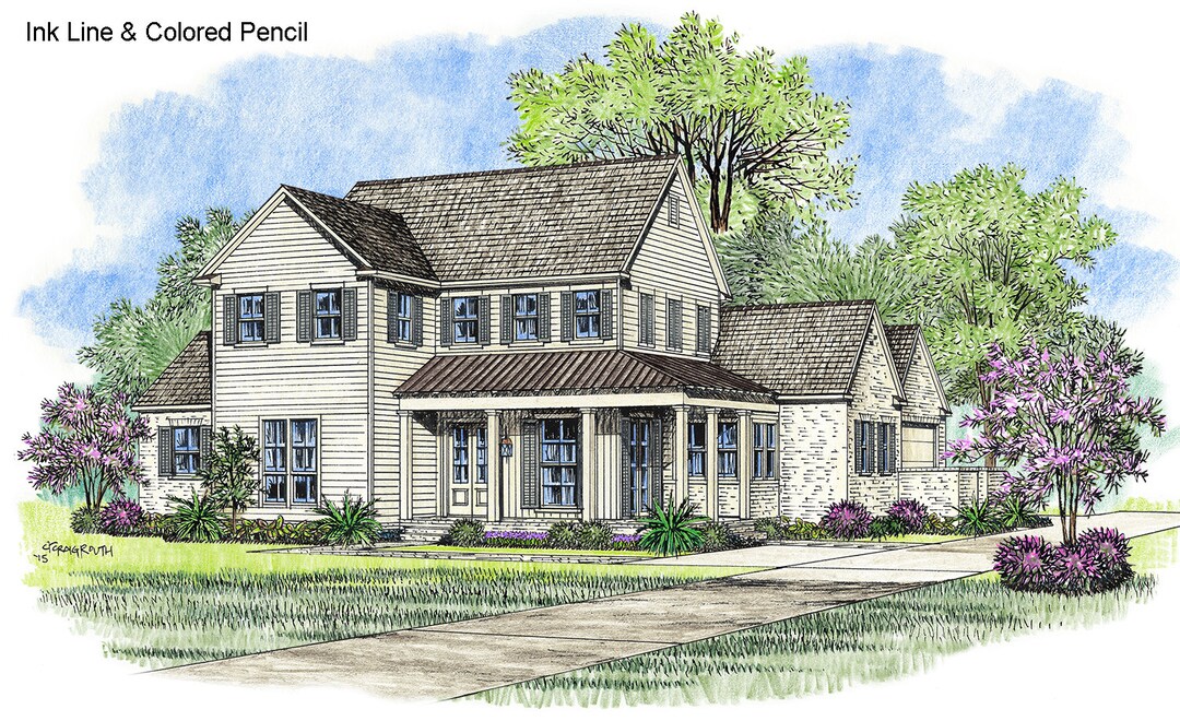 Custom Home Portrait - Architectural Rendering Style, 3D Perspective - Etsy
