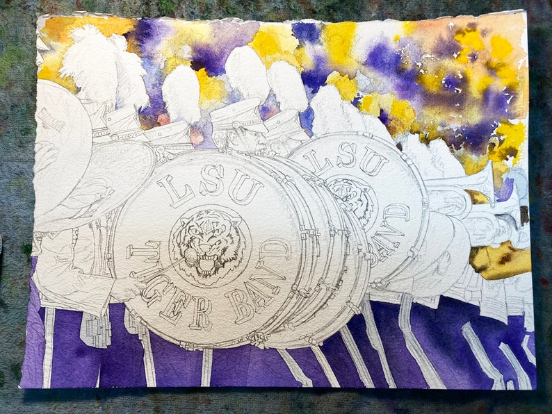 LSU Art Print. the Golden Band LSU Football Art by Craig - Etsy