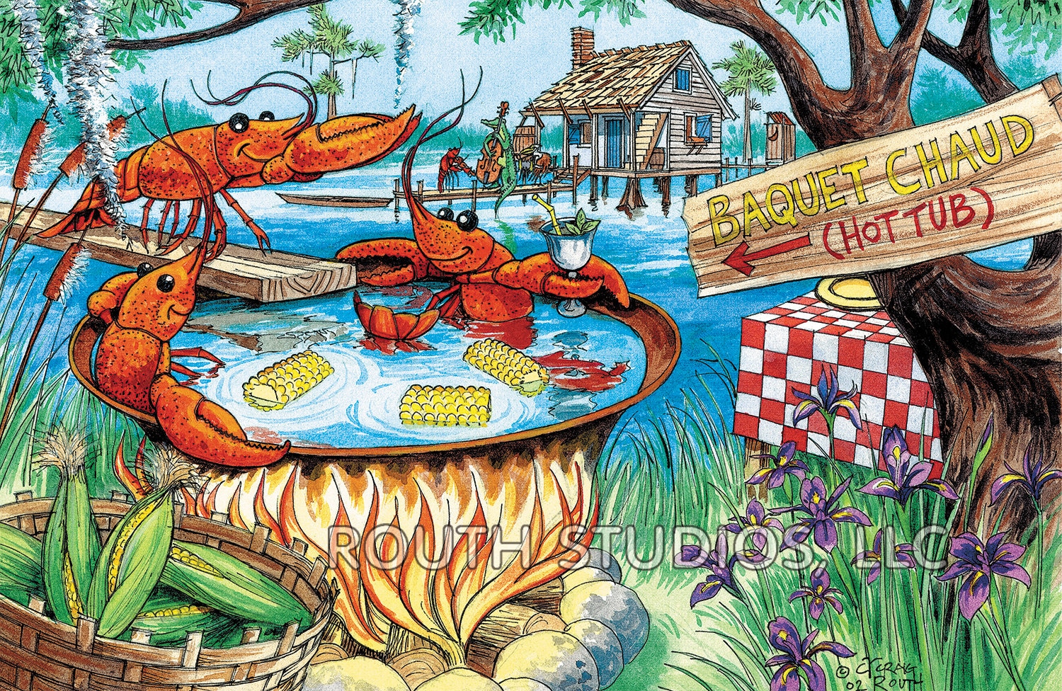 Louisiana Art Print, Crawfish Hot Tub. Driftwood Frame Available. - Etsy