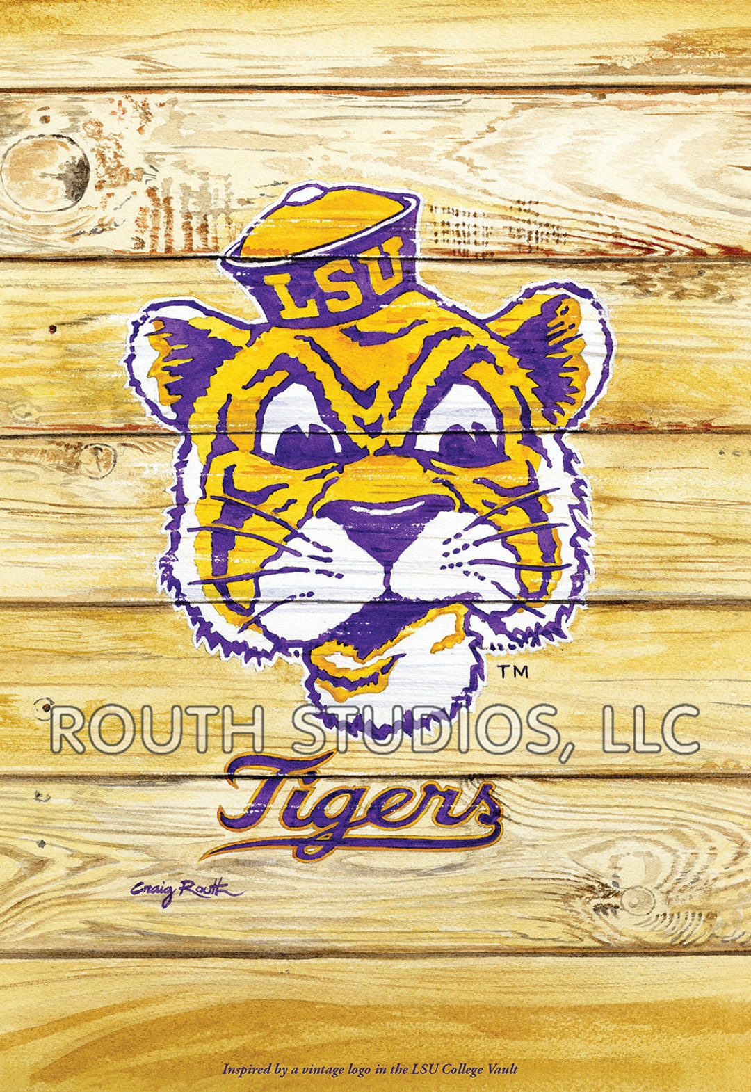 LSU Art Print, Vintage LSU "sailor Mike the Tiger" - From the ...