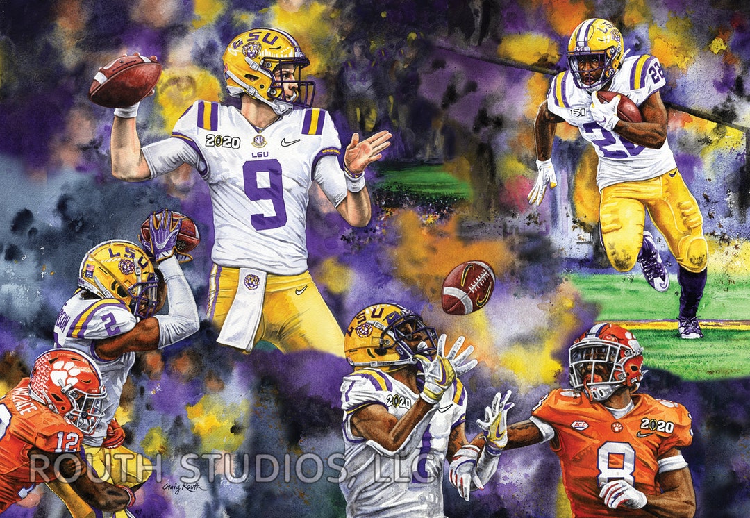 LSU Art Print, Joe Burrow, Justin Jefferson, Ja’marr Chase, Clyde ...