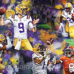 LSU Art Print, Joe Burrow, Justin Jefferson, Ja’marr Chase, Clyde ...