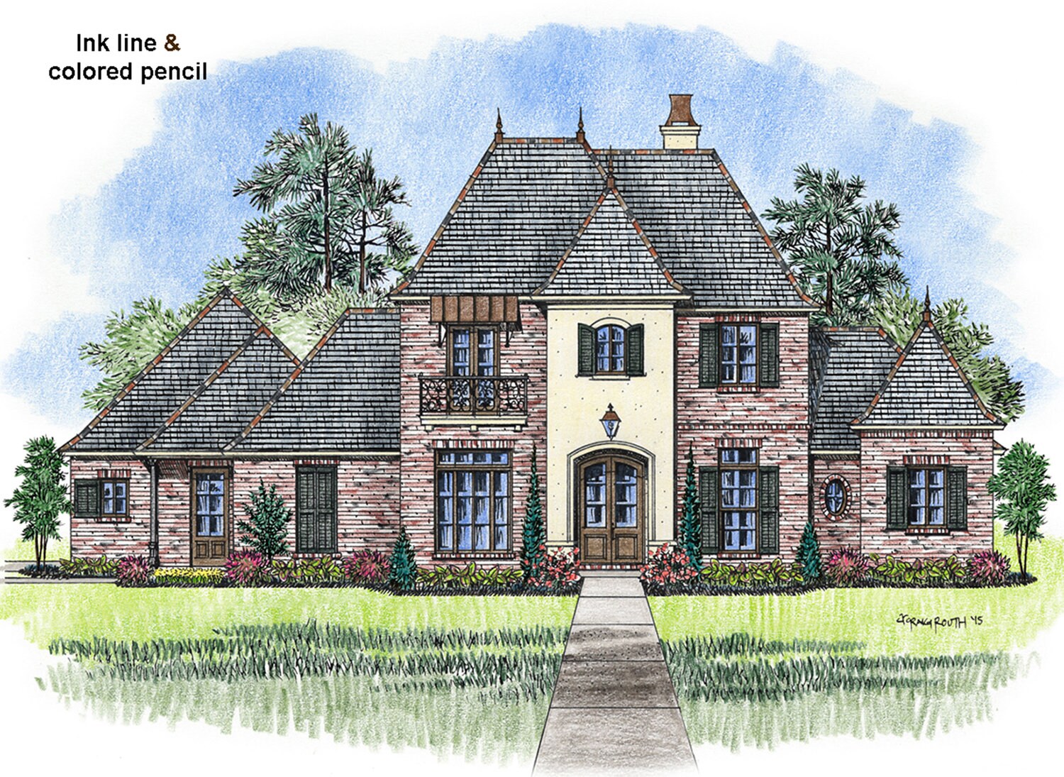 Custom Home Portrait - Architectural Rendering Style - Etsy