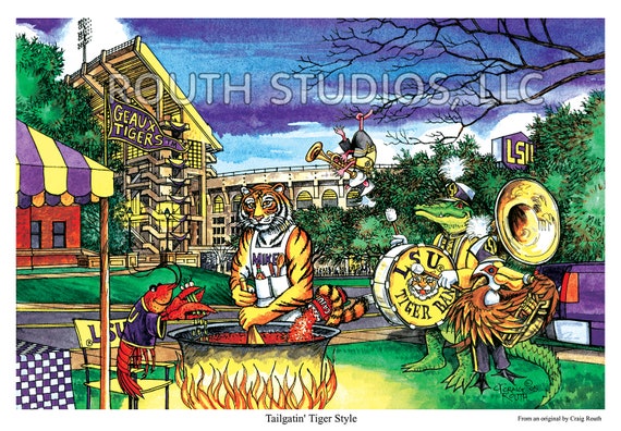 LSU Art Print Tailgating Tiger Style Mike the Tiger - Etsy Singapore