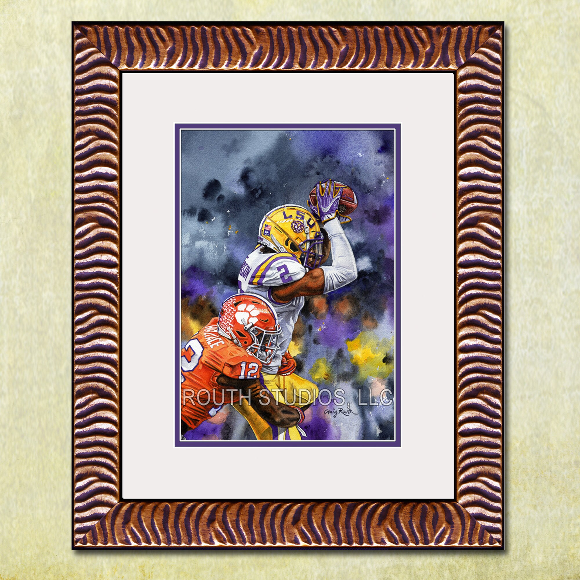 LSU art print Justin Jefferson Football art by Craig Routh | Etsy