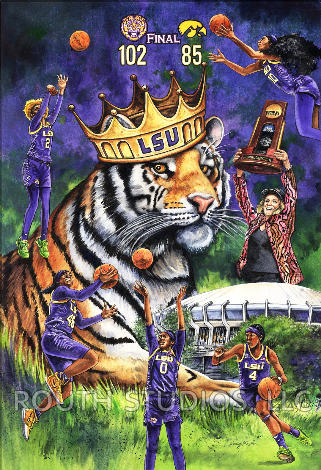 LSU Art Print. Women's National Championship - Mike the Tiger, PMAC ...